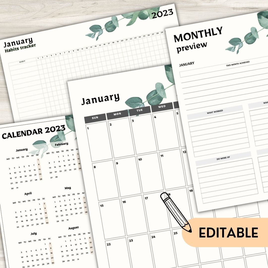 Editable & Printable 2023 Digital Planner - Etsy