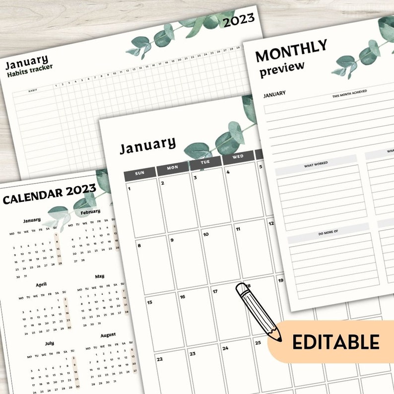 Editable & Printable 2023 Digital Planner - Etsy