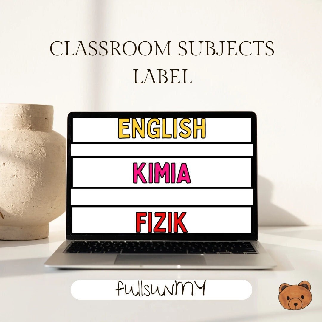 Classroom Subject Label Kelas Sekolah Menengah High School Chart Board ...