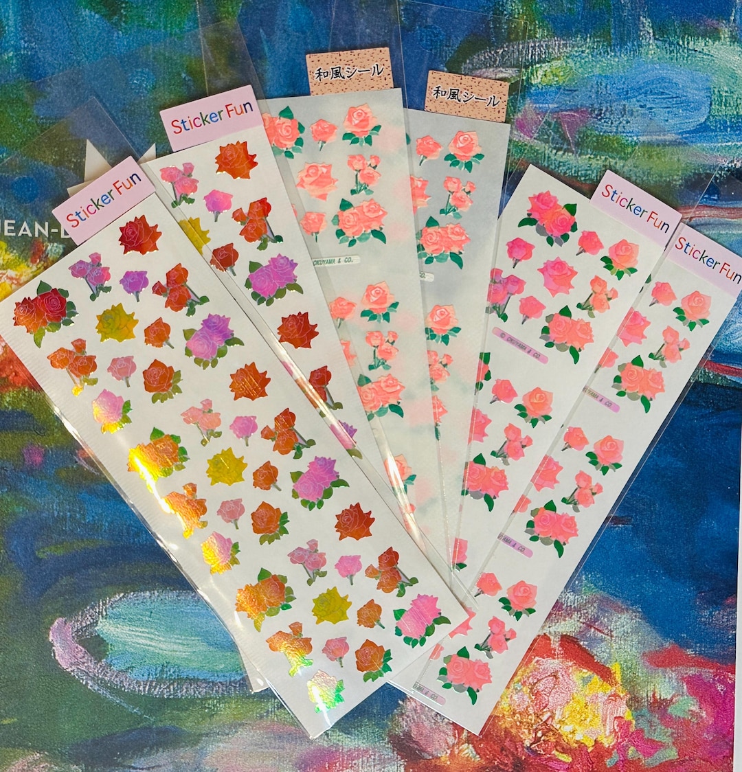 Japan Okuyama Sticker Fun Rose Stickers Pink Crinkle Paper, Pearly Hot ...