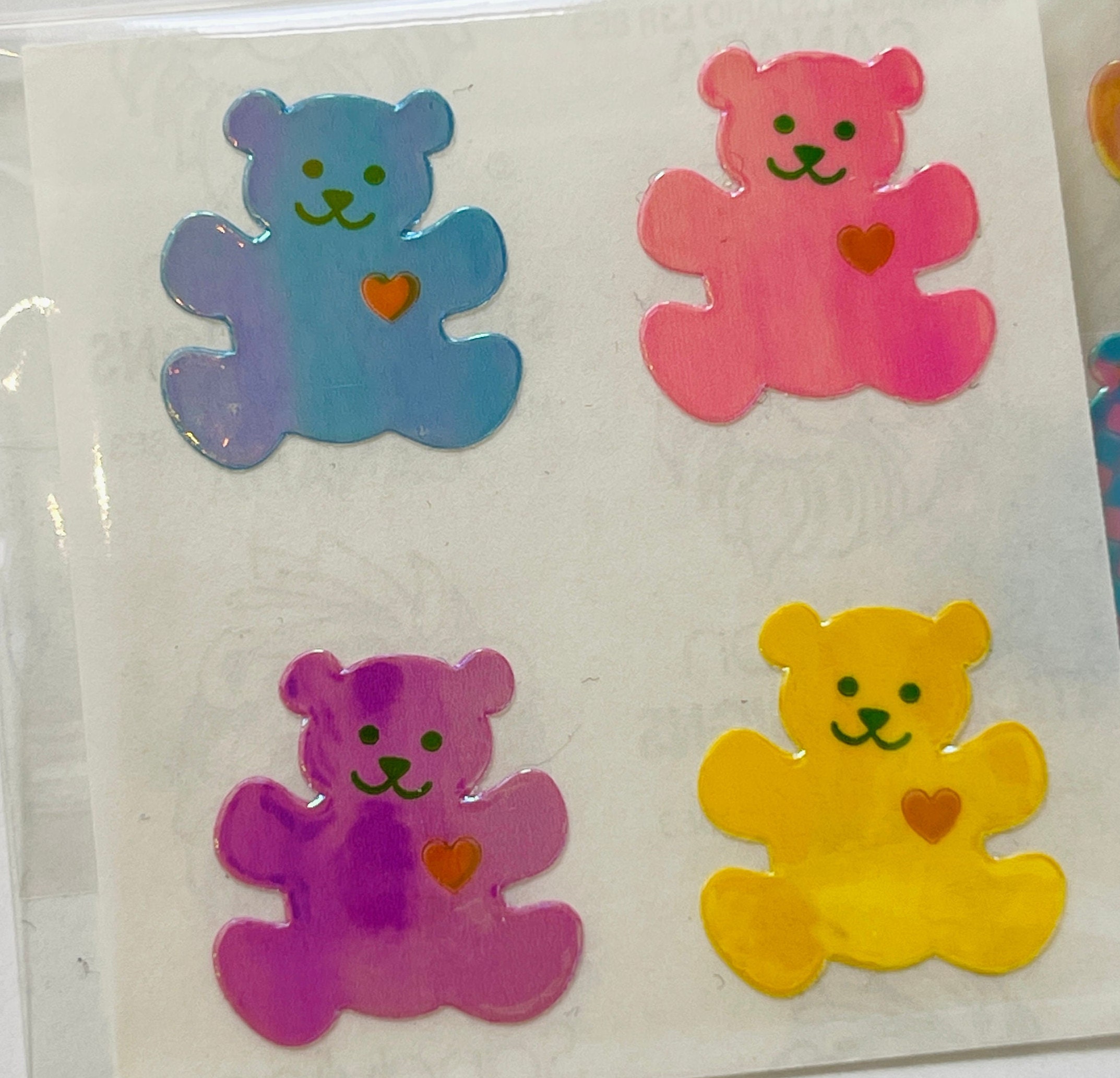 Vintage Sandylion Stickers MOP Pearly Teddy Bears Rarity 4 Color Solid ...