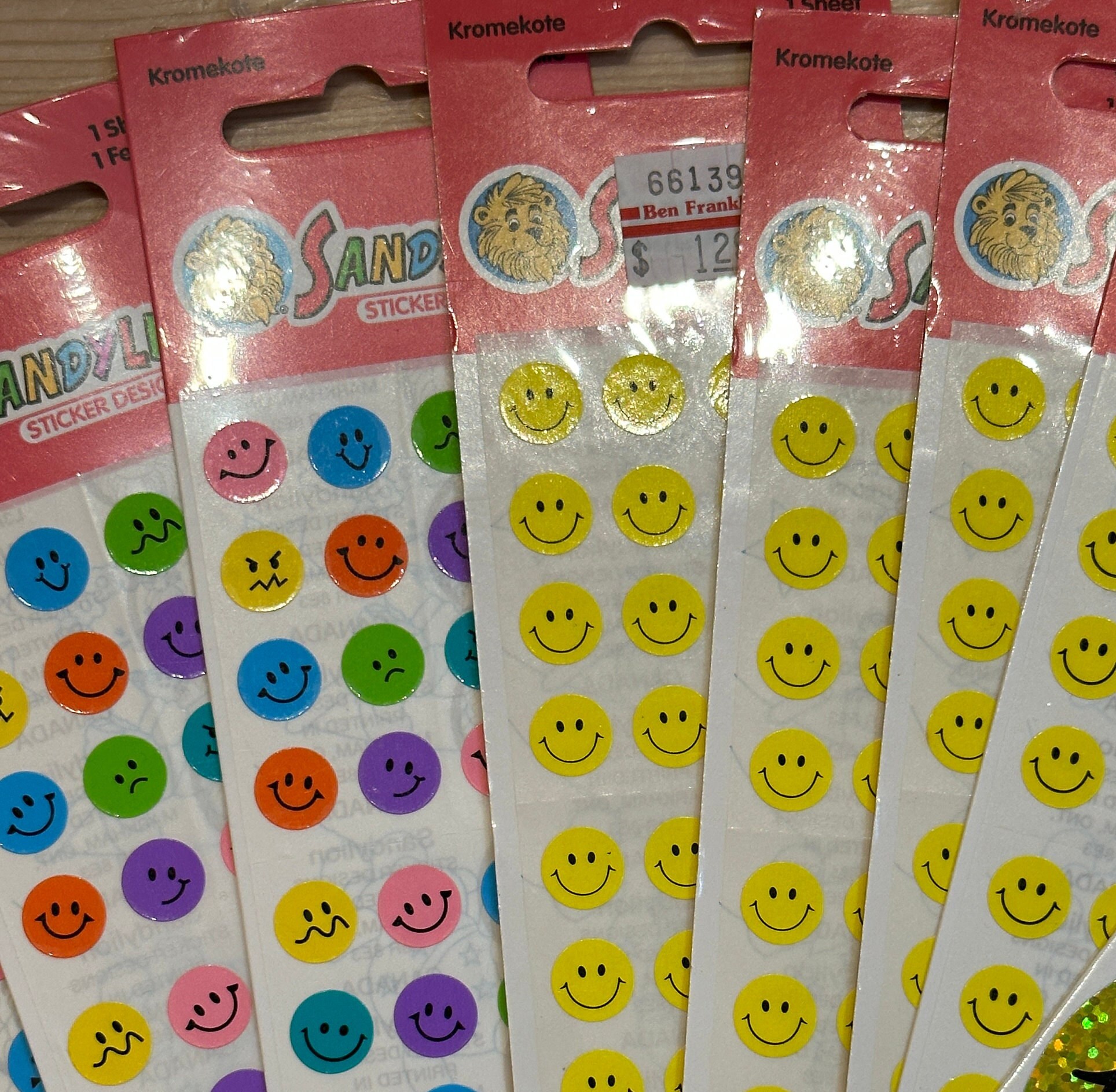 Vintage Sandylion Smiley Face Stickers Sealed Packs Big Holographic ...