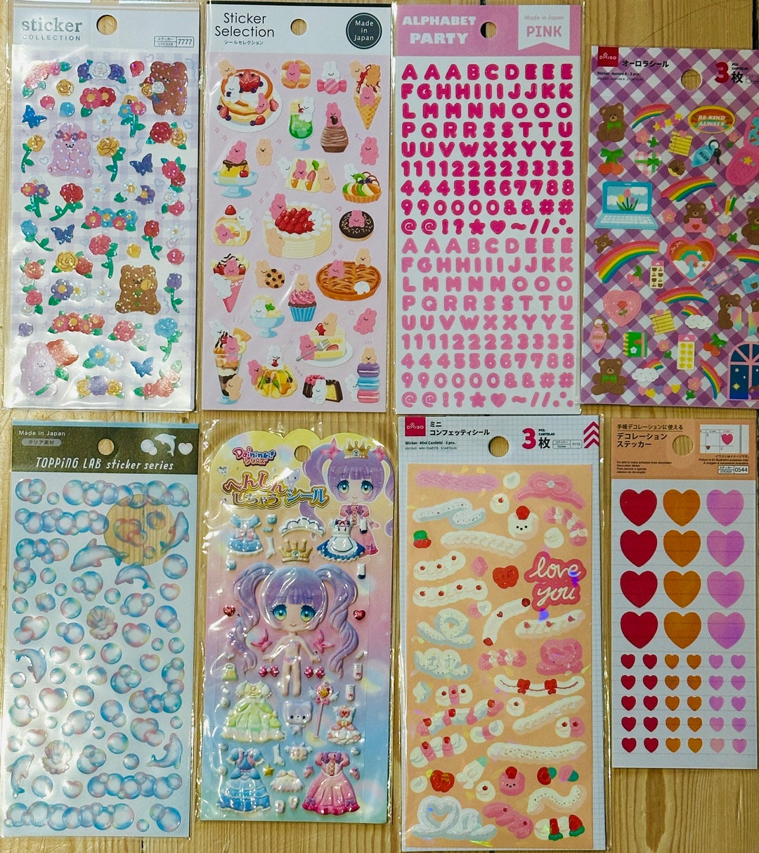 Japanese Stickers Sweets, Bubbles, Alphabet Letters, Hearts, Deco Puffy ...
