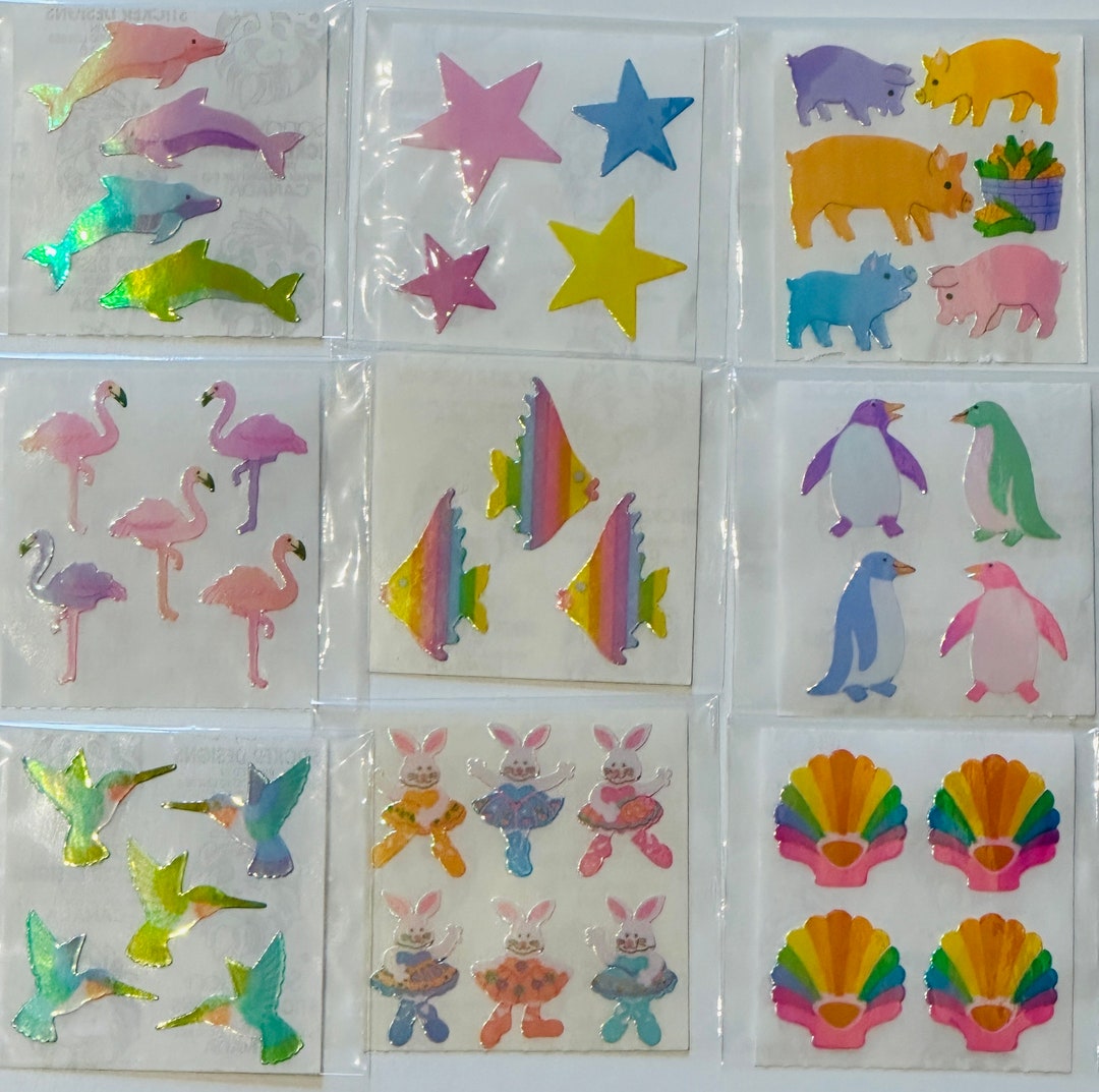 Vintage Sandylion Sticker Modules Kromekote, Pearly, Fish, Pigs ...