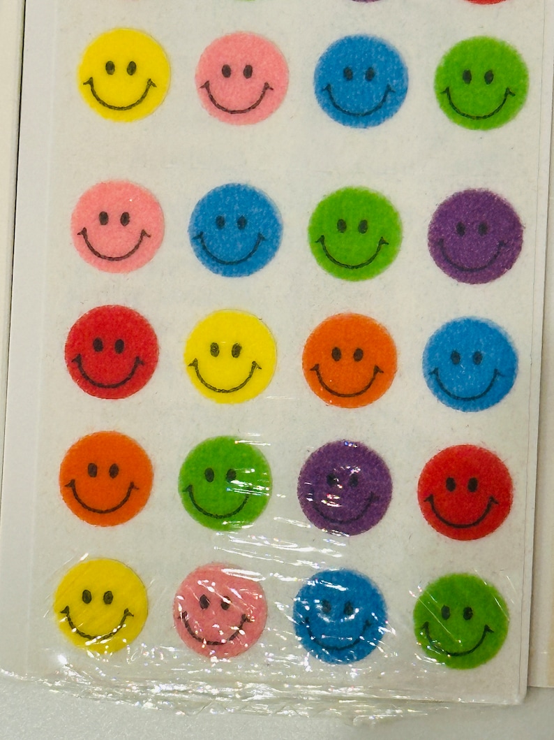 Vintage Sandylion Smiley Faces, Smilies Stickers, Prismatic Smiley Face ...