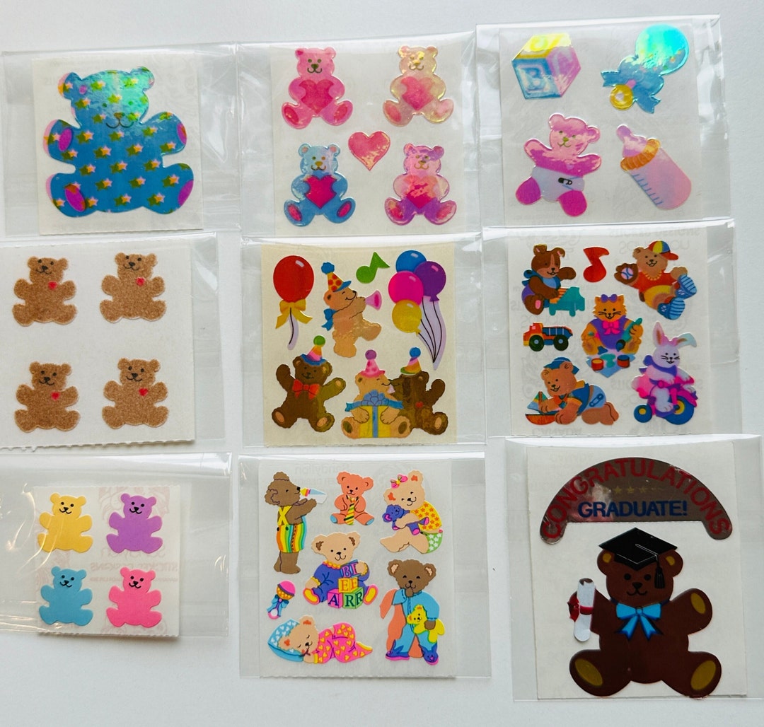 Vintage Sandylion Stickers Teddy Bear Party, Graduation Bear, Fuzzy Bears, Pearly Pastel Bears ...