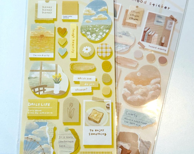 Japanese Stickers Daiso Mood Planner Stickers Calm and Neutral Color ...