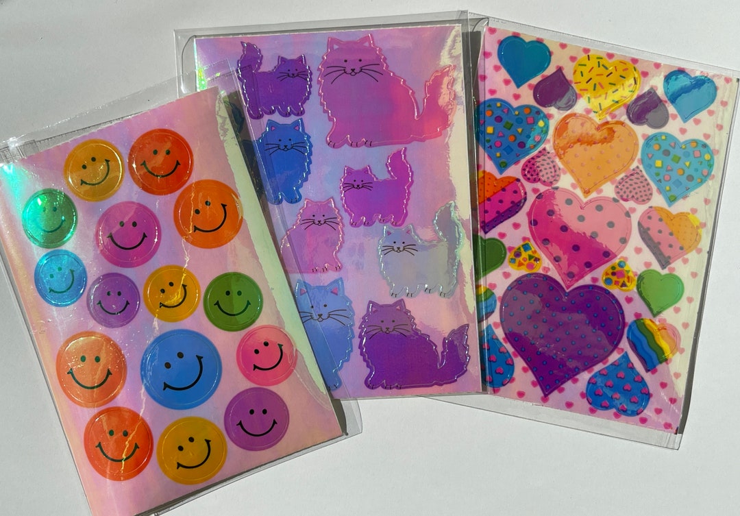 Vintage Sandylion Maxi Pearly Cats Smileys Hearts Stickers - Etsy