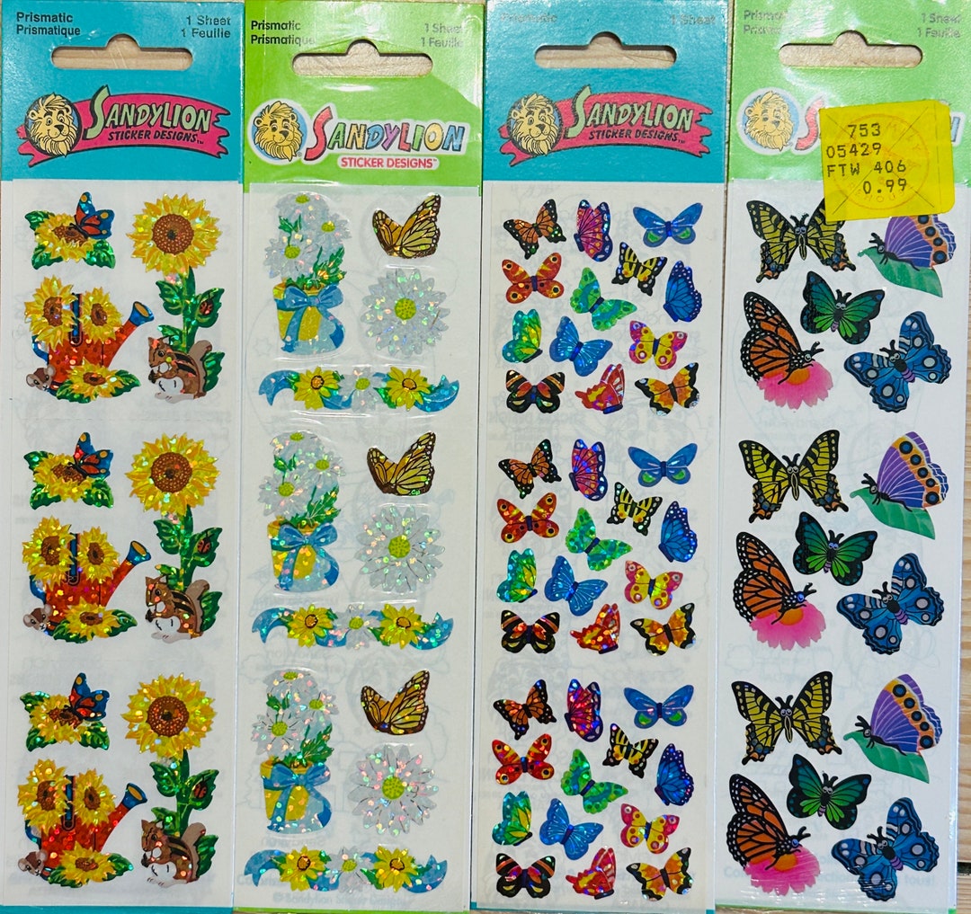 Vintage Prismatic Glitter Sandylion Sticker Sealed Packs Butterfly and ...