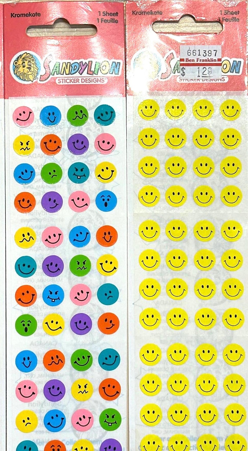 Vintage Sandylion Smiley Face Stickers Sealed Packs Big Holographic ...