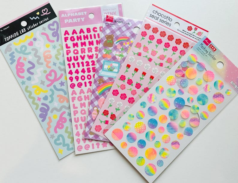 Japanese Stickers Daiso Made in Japan Neon Washi Circles, Topping Lab ...