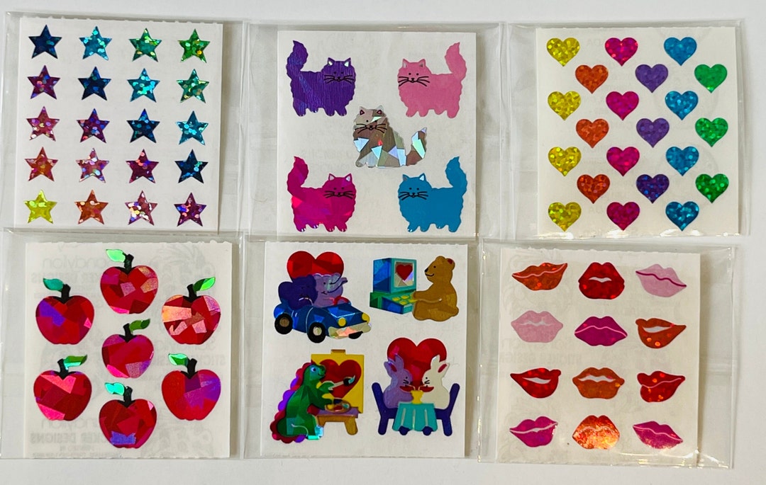 Vintage Prismatic and Glitter Sandylion Stickers Modules Glitter Hearts ...