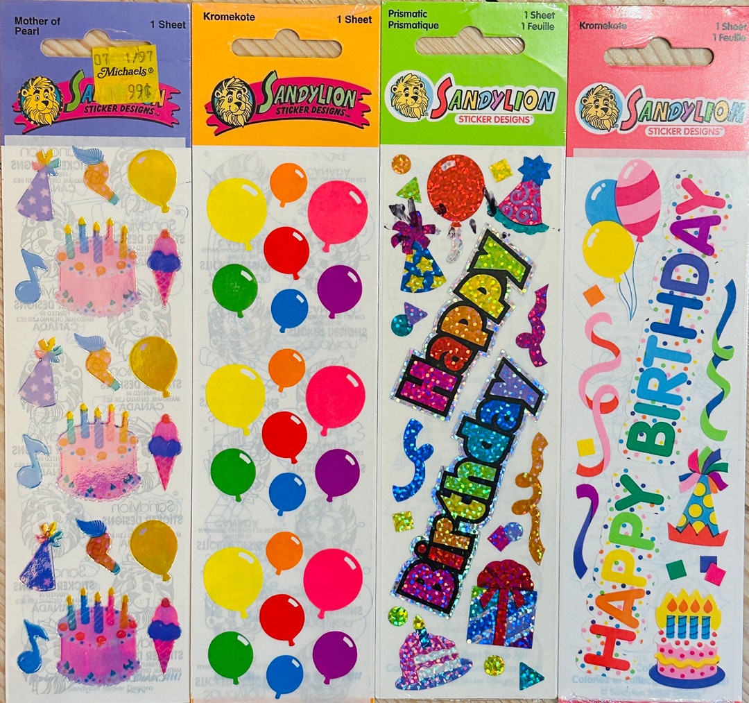 Vintage Sandylion Happy Birthday Stickers Sealed Packs Kromekote ...