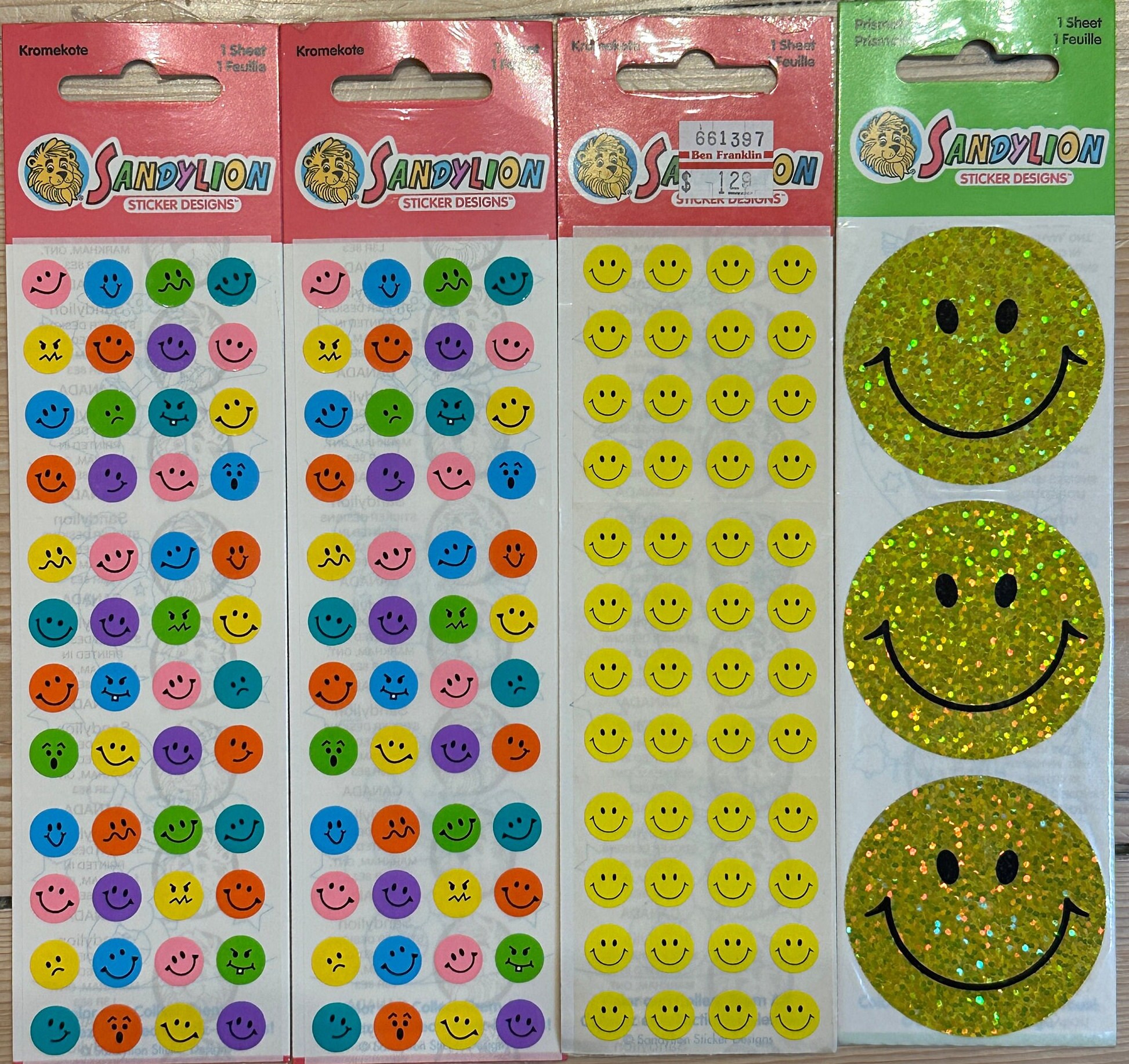 Vintage Sandylion Smiley Face Stickers Sealed Packs Big Holographic ...