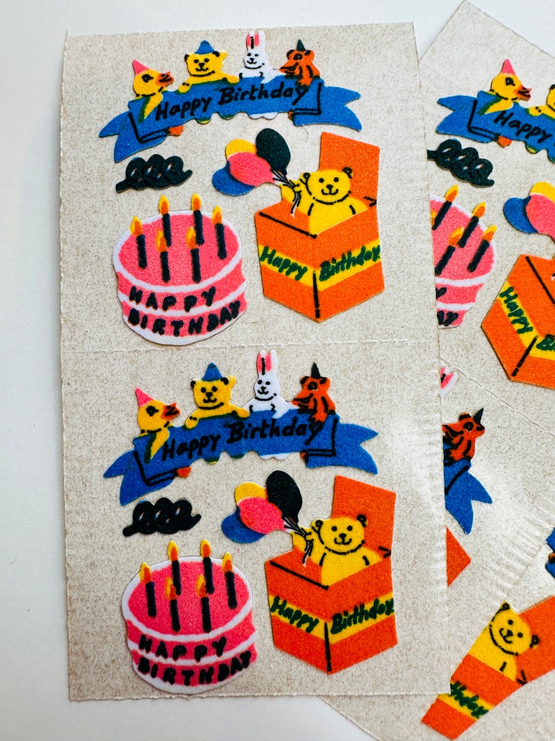 Vintage Sticker Magic Fuzzy Birthday Stickers: 2 Module Set - Etsy