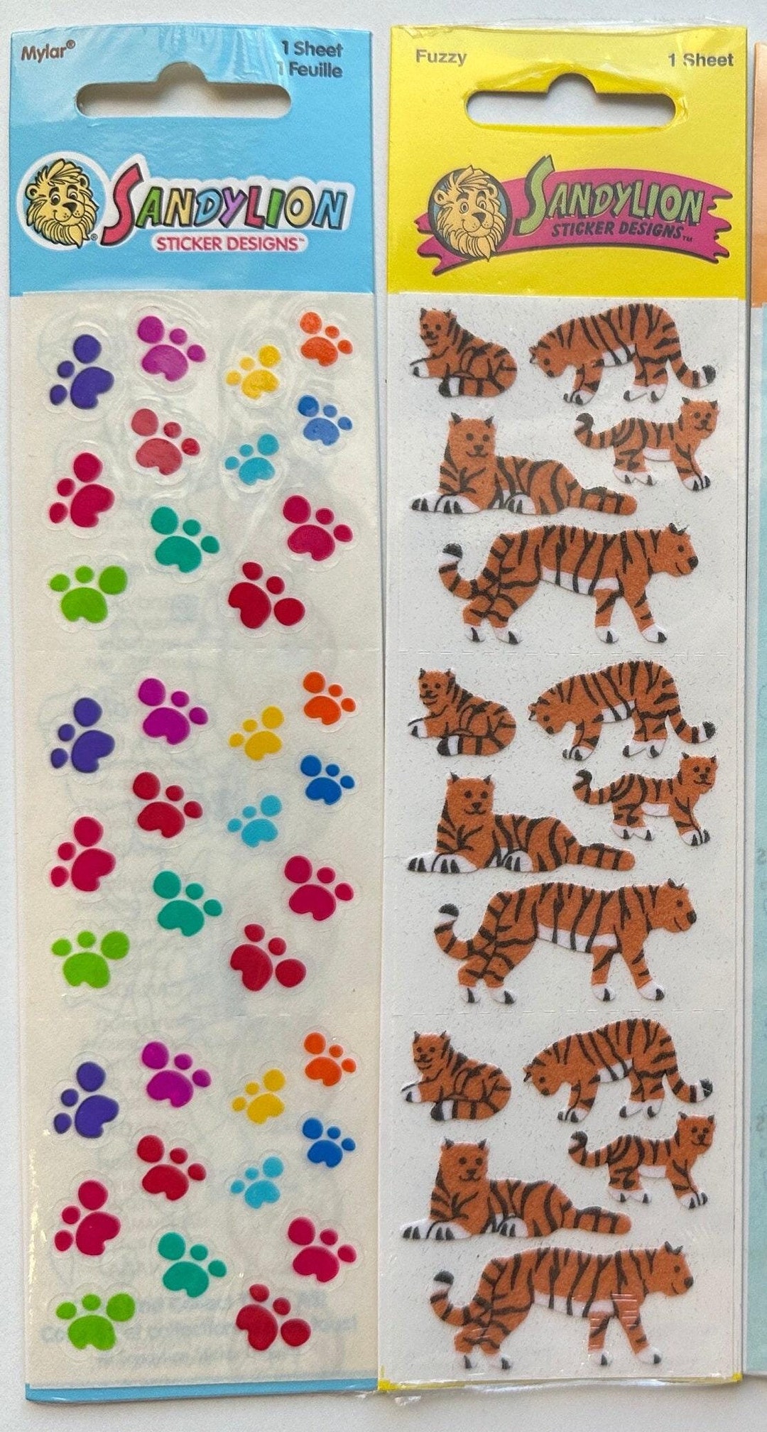 Vintage Sandylion Sticker Packs Sealed Fuzzy Orange Tigers Cats, Clear ...