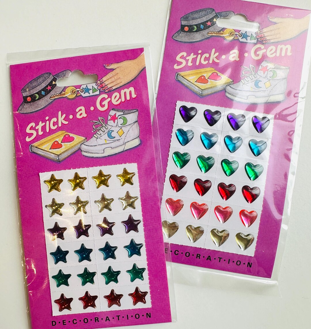 Vintage Sticker Magic Jewel Stickers Star and Heart - Etsy