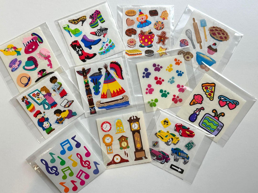 Vintage Sandylion Sticker Modules Kromekote, Clown Cookie Jar, Shoes ...