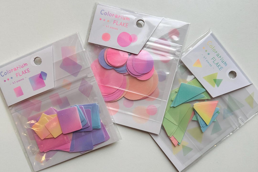 New Japanese Neon Geometric Shaped Sheer Flake Stickers for Planner ...