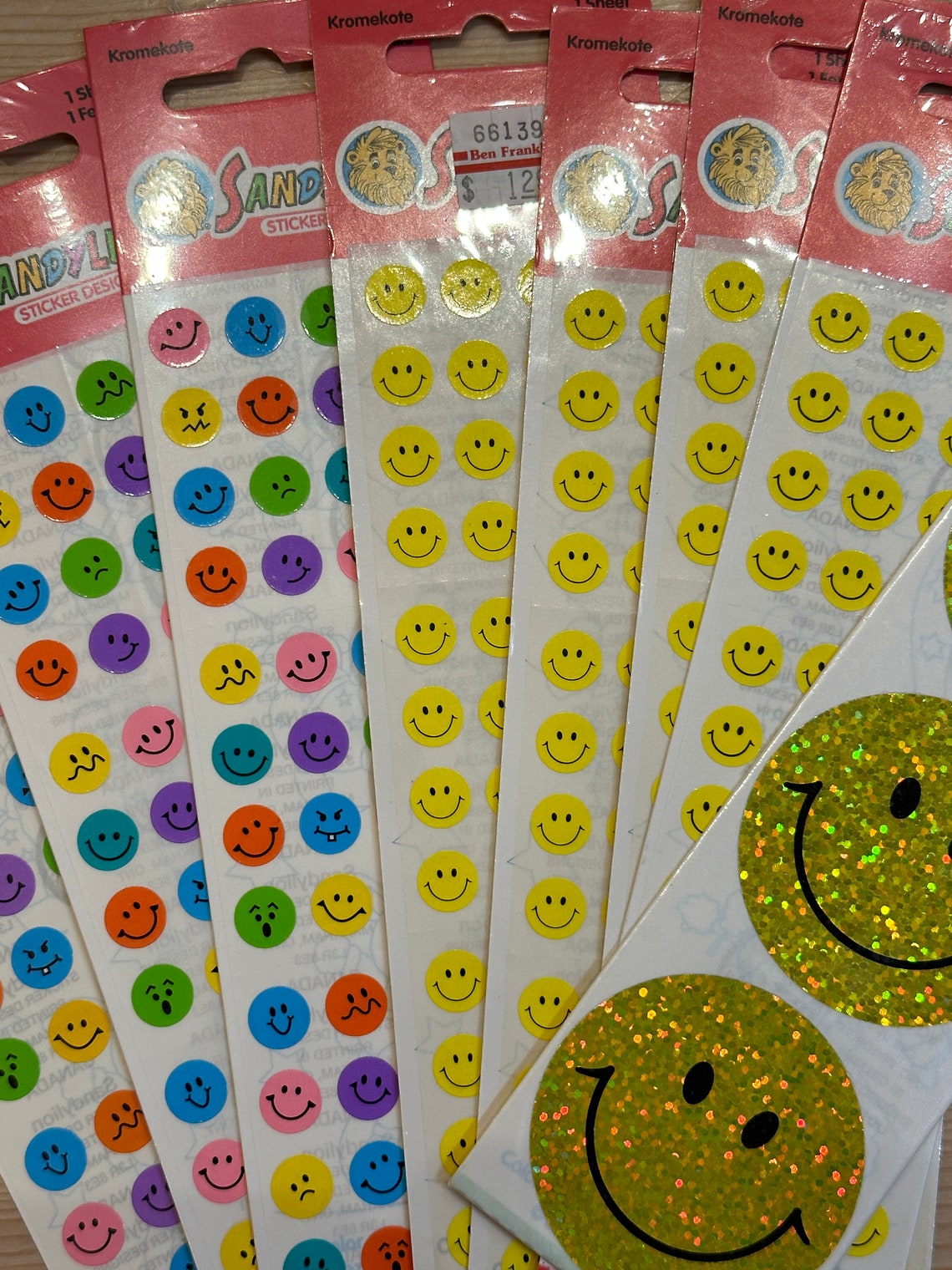 Vintage Sandylion Smiley Face Stickers Sealed Packs Big Holographic ...