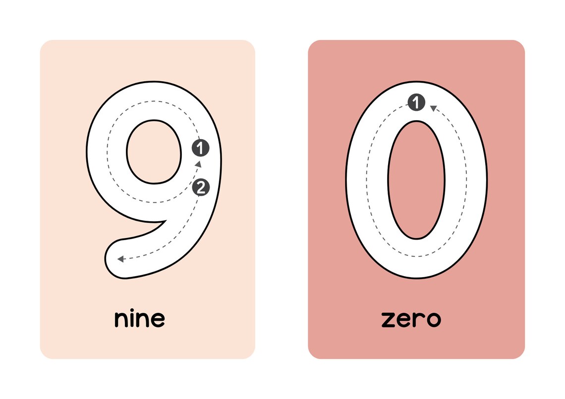 Number Tracing Flashcards, Counting, Learn Numbers, Preschool and ...