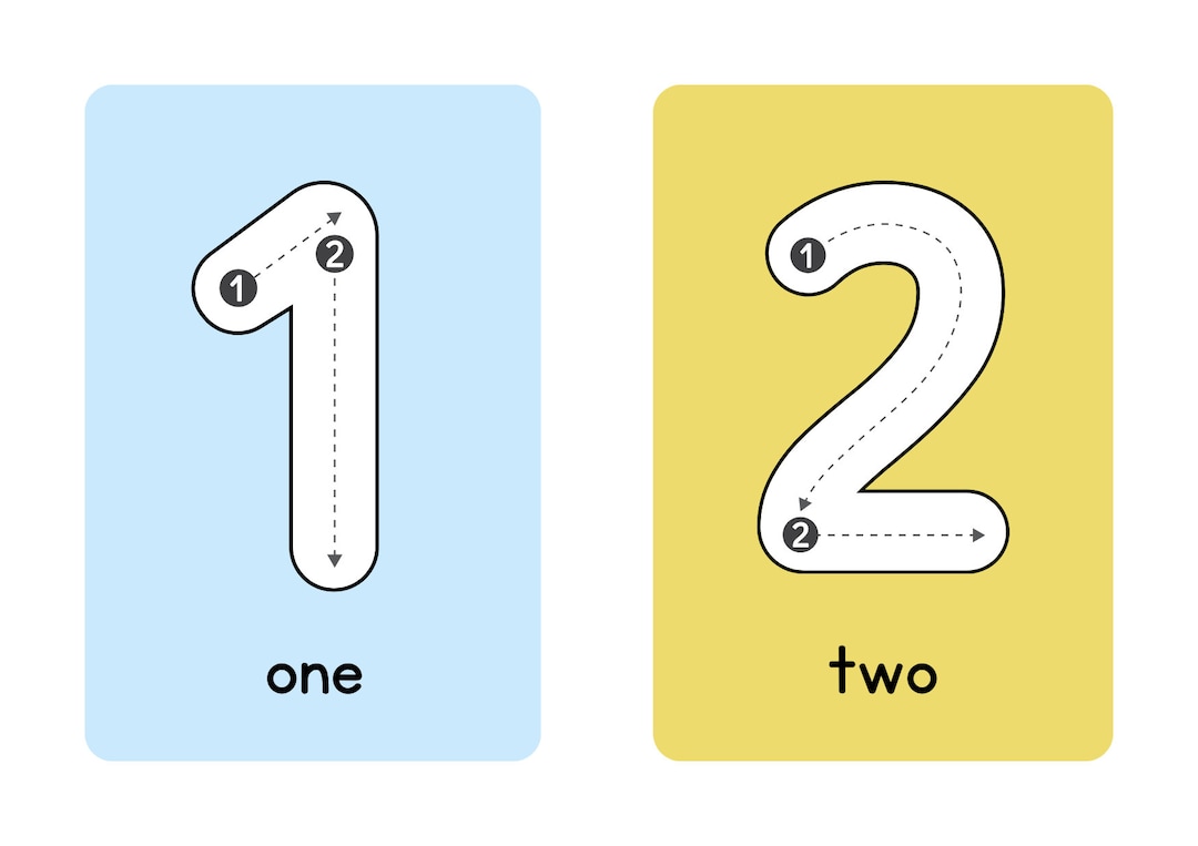Number Tracing Flashcards, Counting, Learn Numbers, Preschool and ...