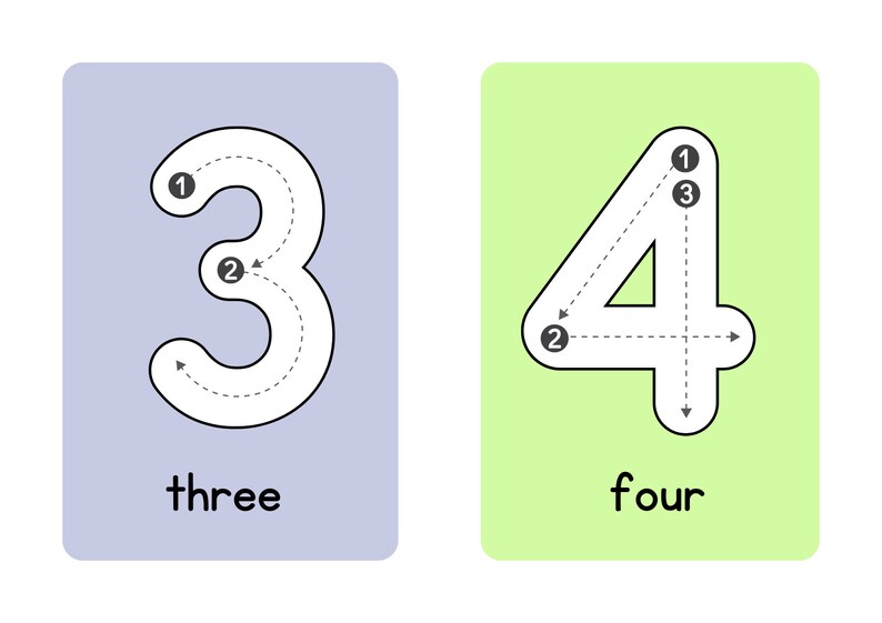 Number Tracing Flashcards, Counting, Learn Numbers, Preschool and ...