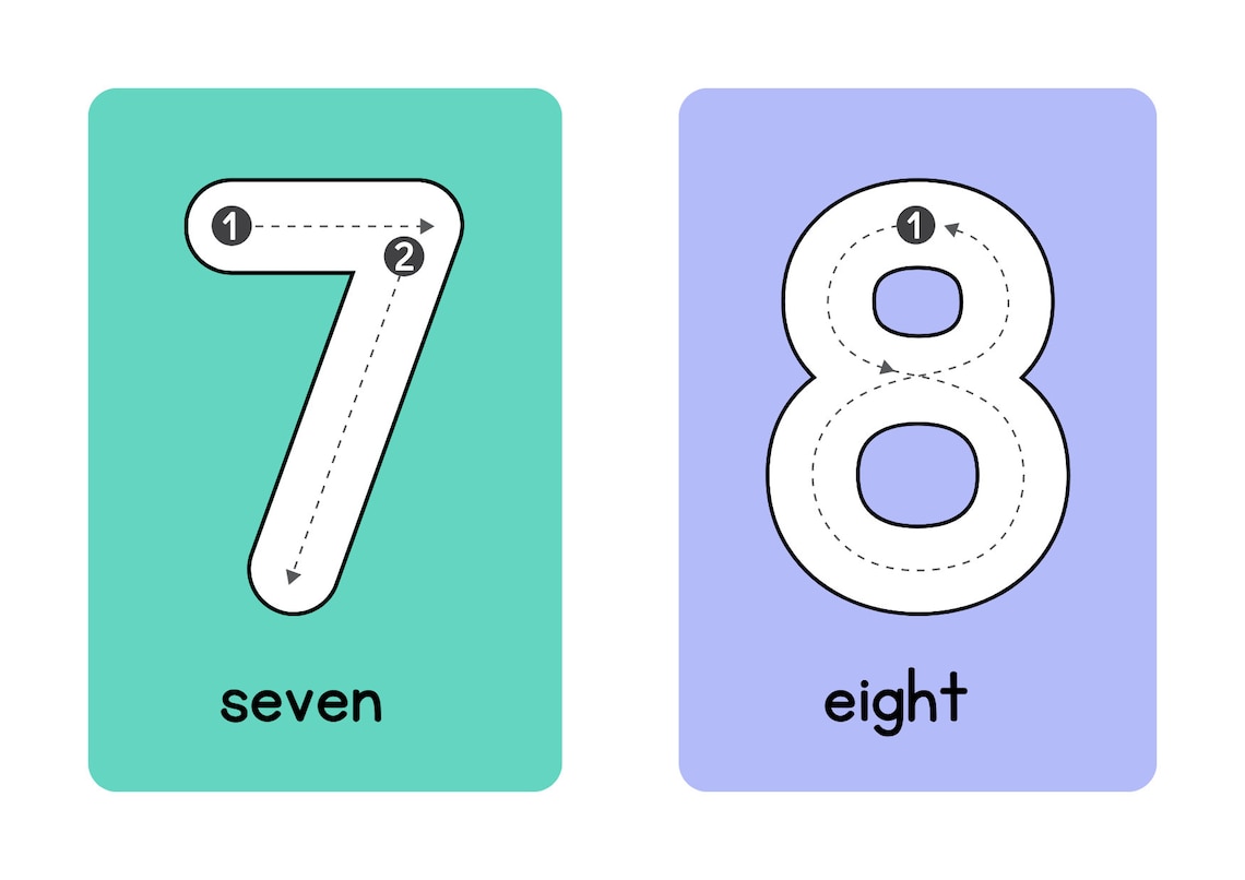Number Tracing Flashcards, Counting, Learn Numbers, Preschool and ...