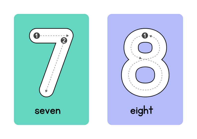 Number Tracing Flashcards, Counting, Learn Numbers, Preschool and ...