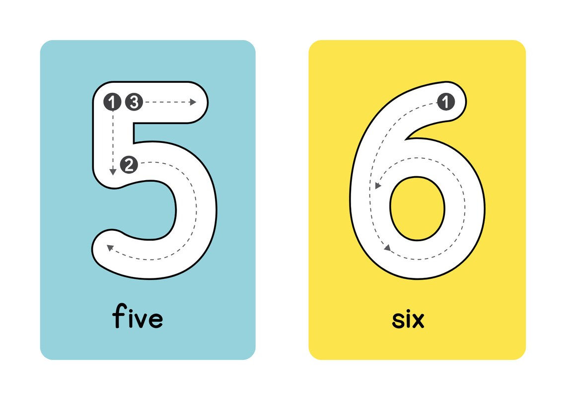 Number Tracing Flashcards, Counting, Learn Numbers, Preschool and ...