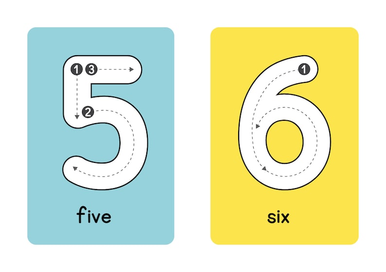 Number Tracing Flashcards, Counting, Learn Numbers, Preschool and ...