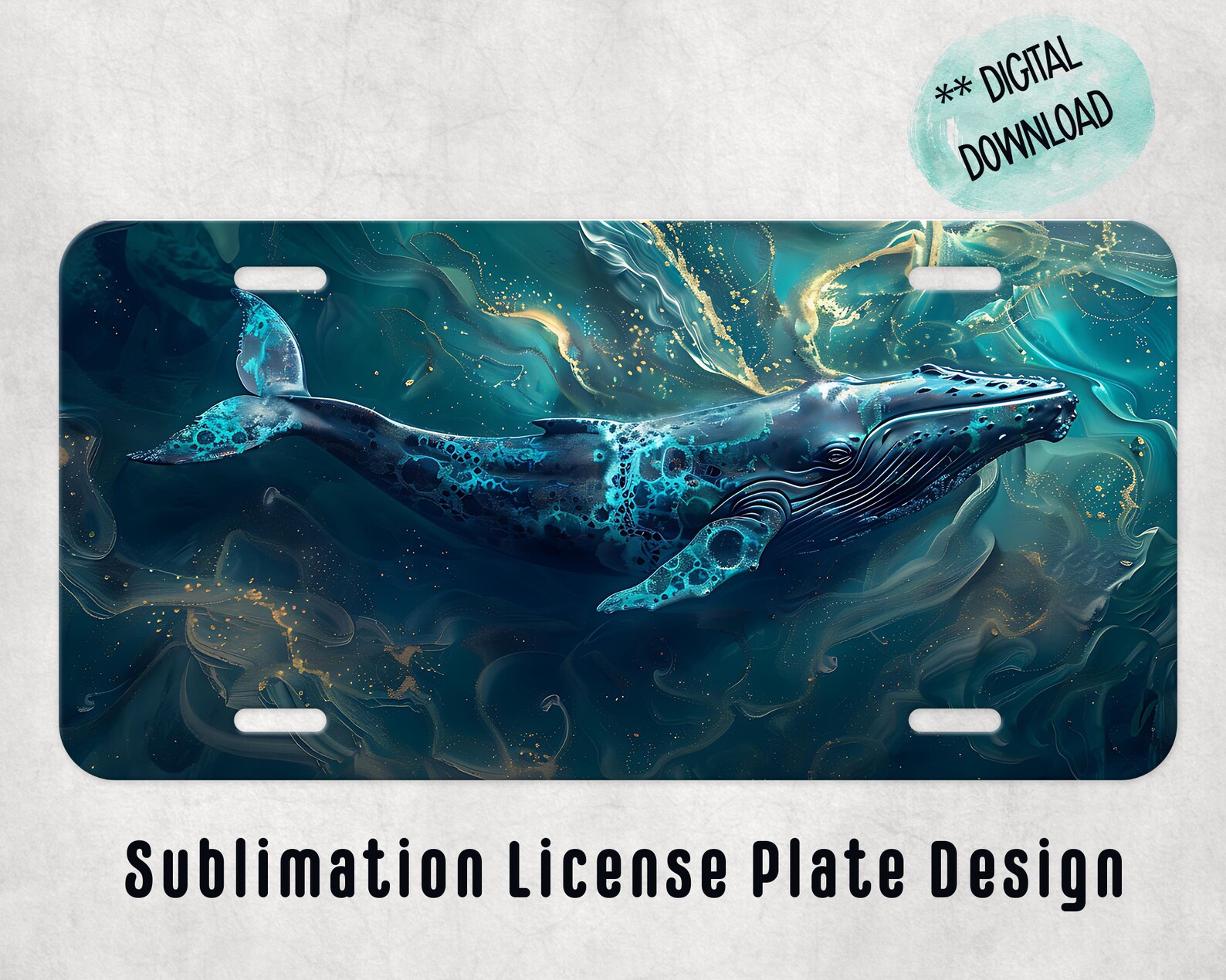 Gray Whale License Plate Sublimation Design Digital Download PNG ...