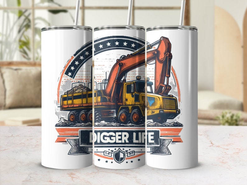 Construction Tumbler Wrap Sublimation PNG, Vehicles Trucks Tractor ...