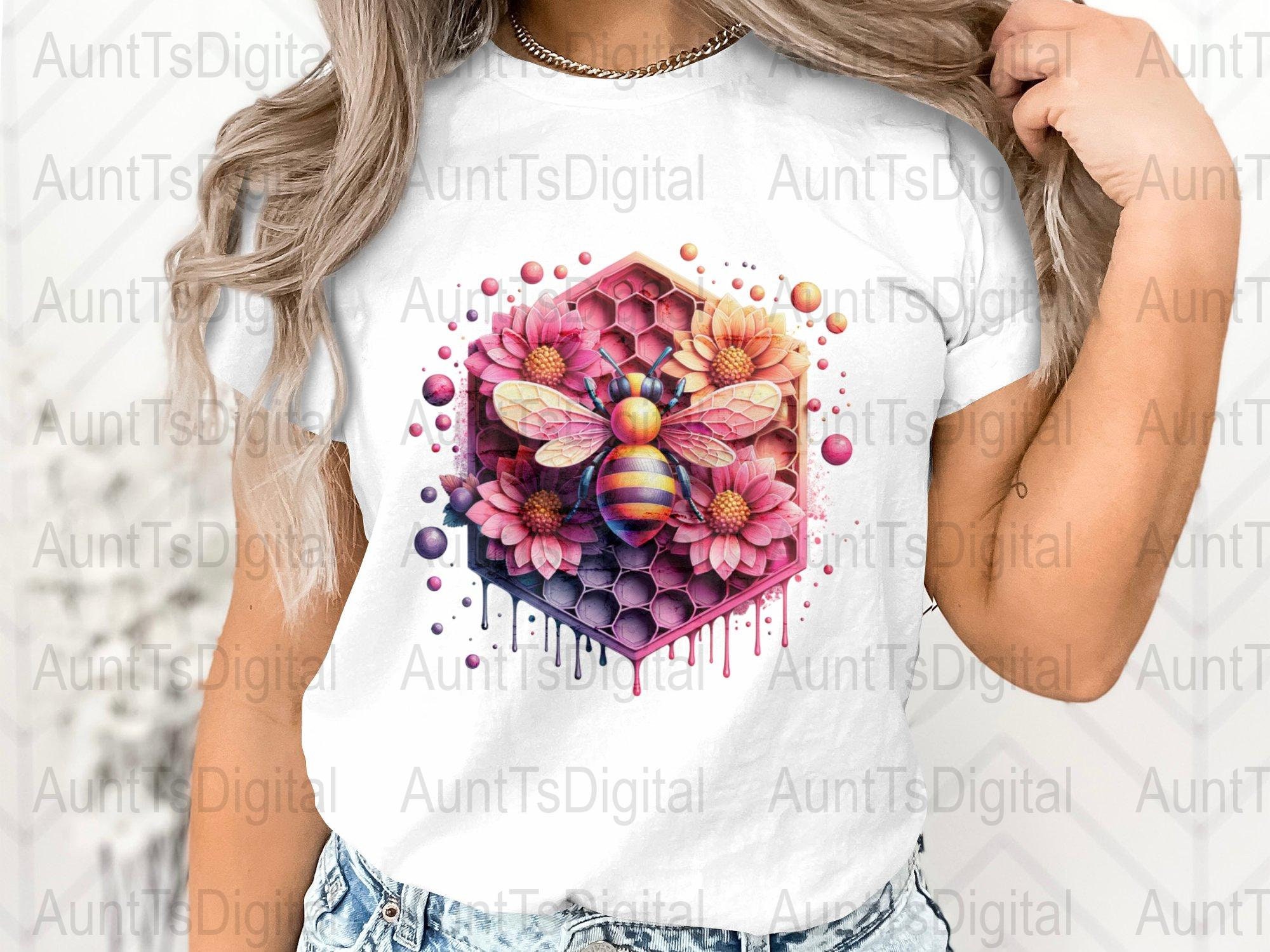 Watercolor, Pink Honey Comb Bee Clipart Sublimation Design Digital ...