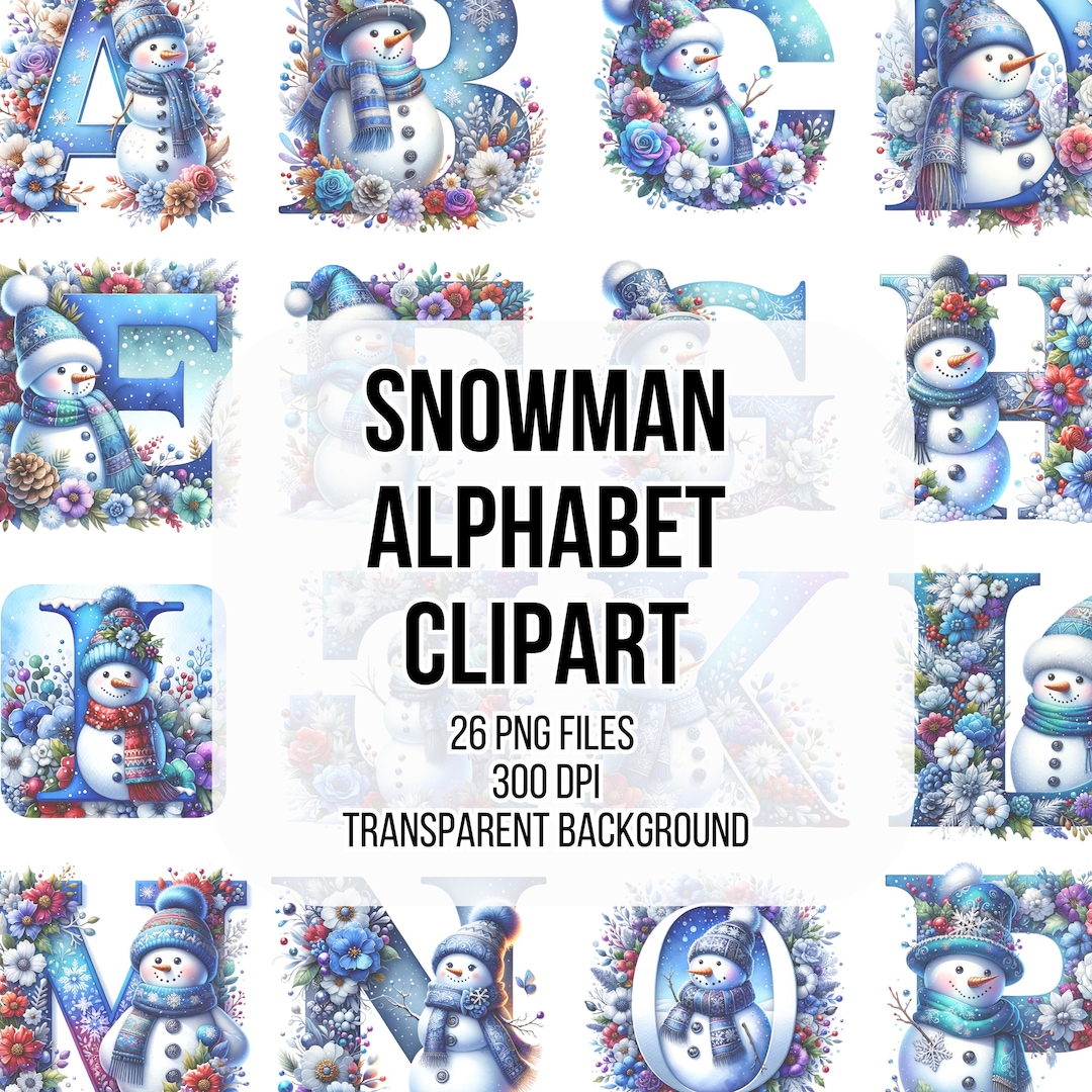 Decorated Snowman PNG Alphabet, Snowman Alphabet Clipart - Christmas ...