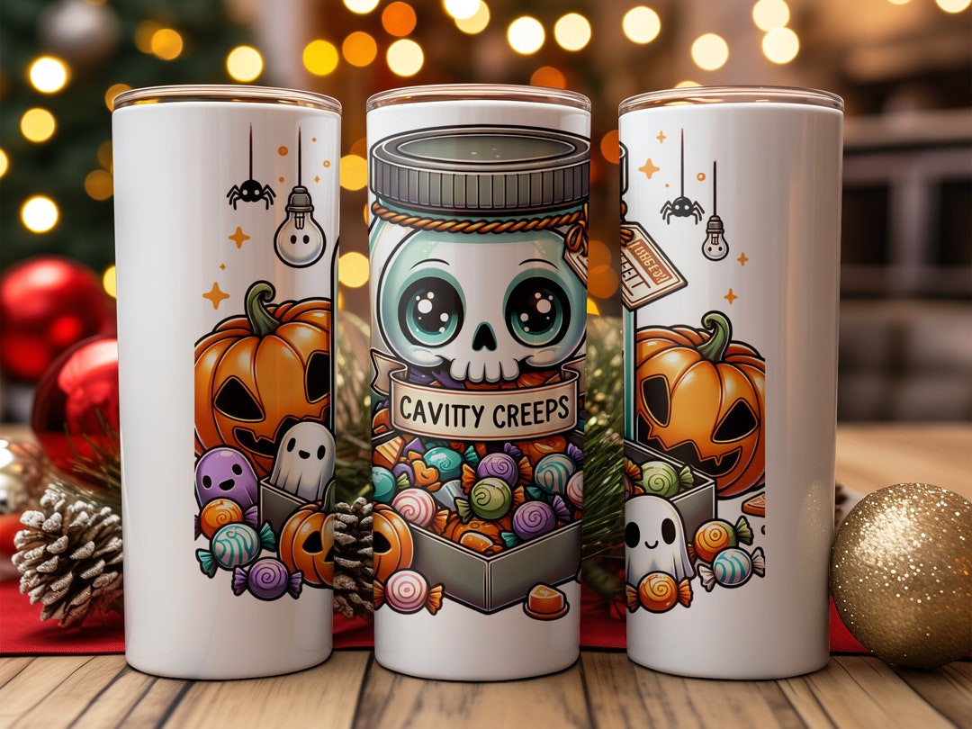 Cavity Creeps Vintage Halloween Candy Jar Clipart, Cartoon Pumpkins ...