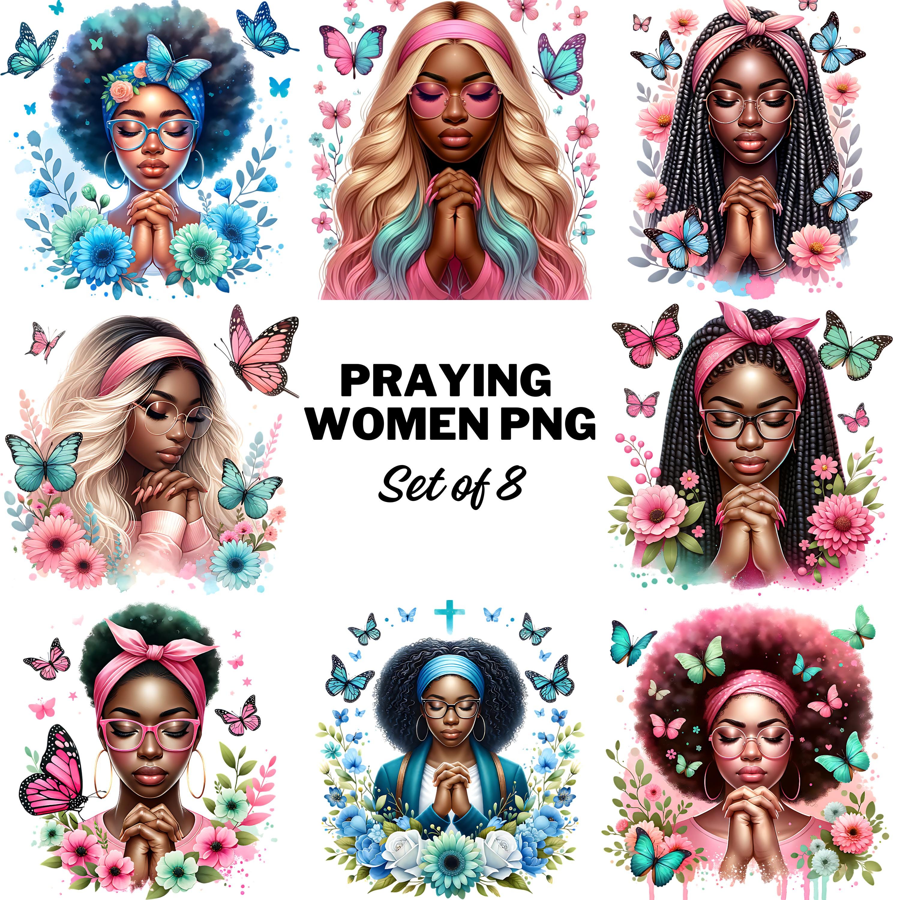 Black Girl Praying Clipart, Black Woman Faith Clipart, Jesus and Faith ...
