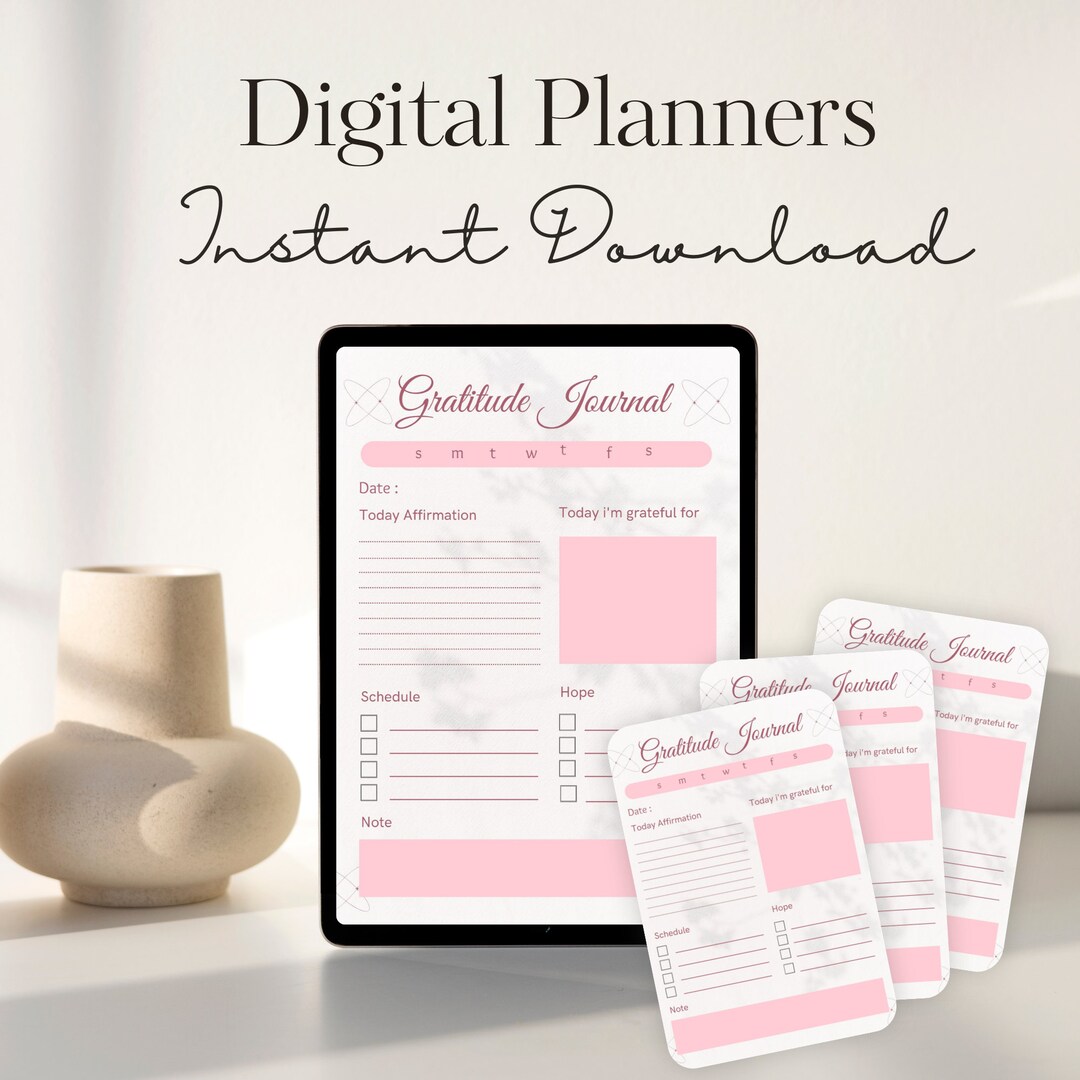 Pink Daily Gratitude Planner,planner, Printable Self-care Journal ...