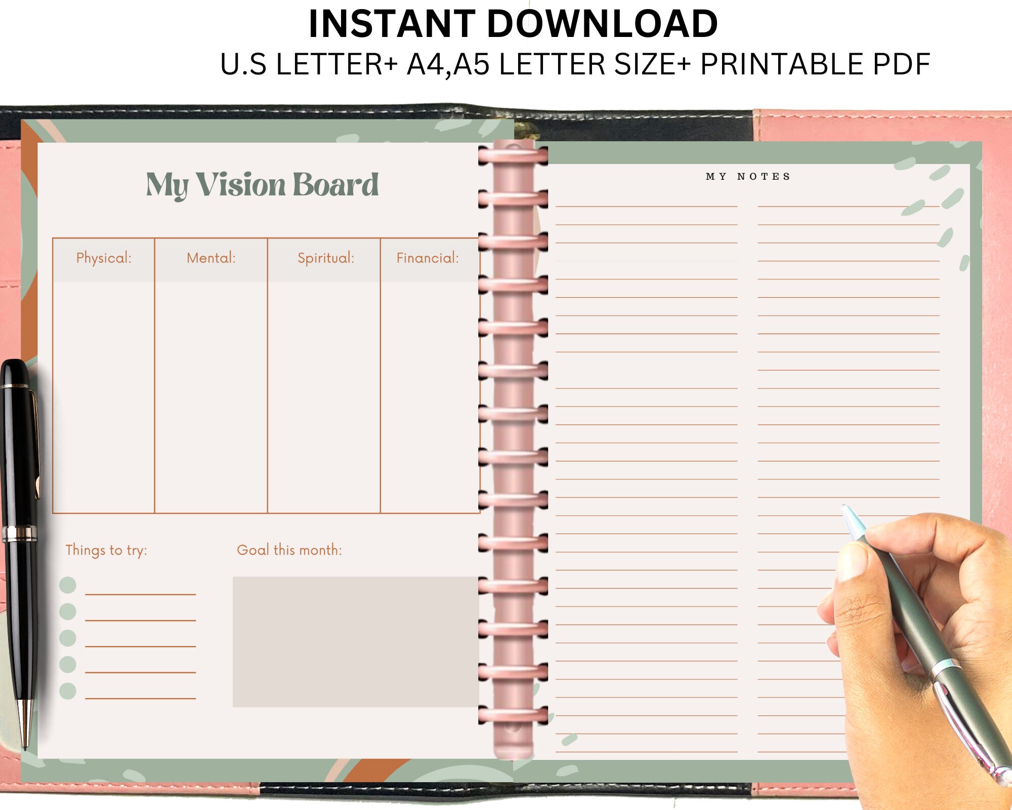 Boho Vision Board Printable Focus Board Printable Vision Board PDF ...