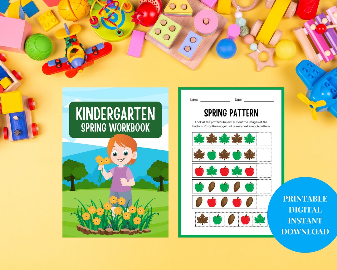 Fun and Colorful Spring Kindergarten Workbook for Kids Worksheet - Etsy