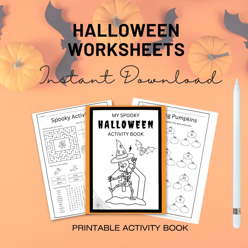 Printable Greyscale Halloween Elementary Worksheets, Halloween,white ...