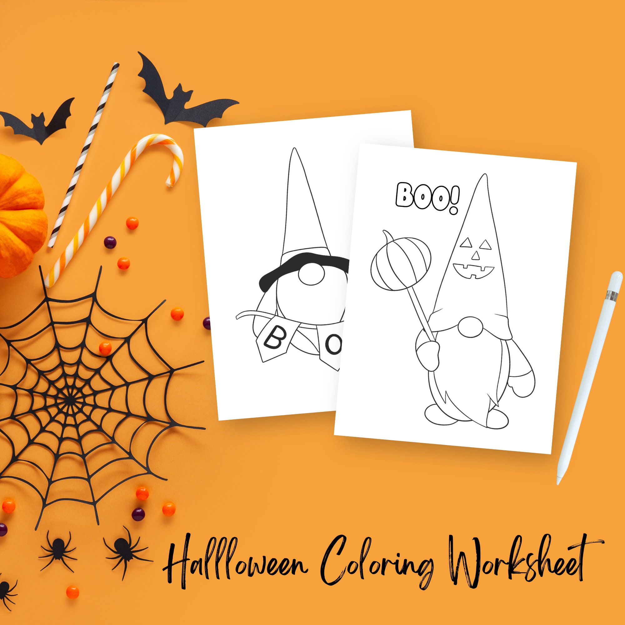 Halloween Gnome Coloring Book, Halloween Activity Book, Printable ...