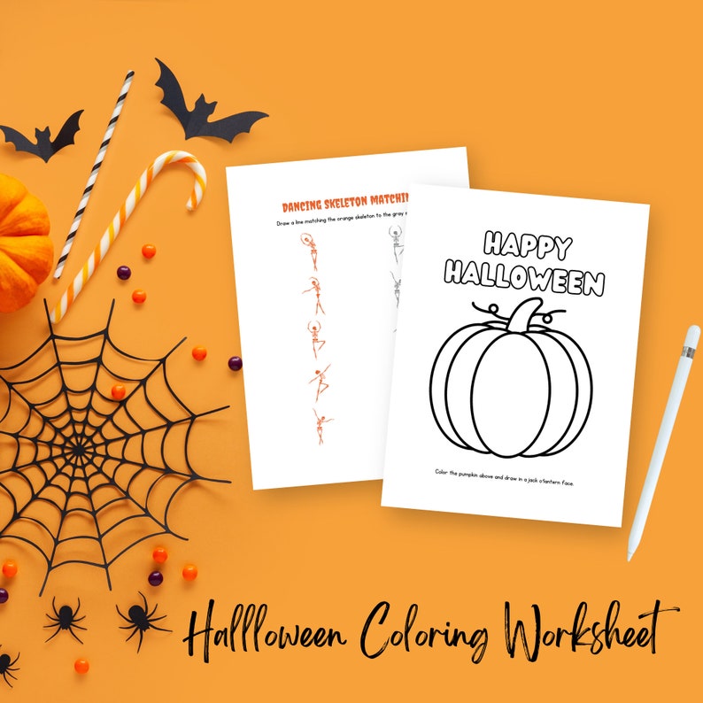 Orange and Black Halloween Activity Book, Halloween Book, White ...