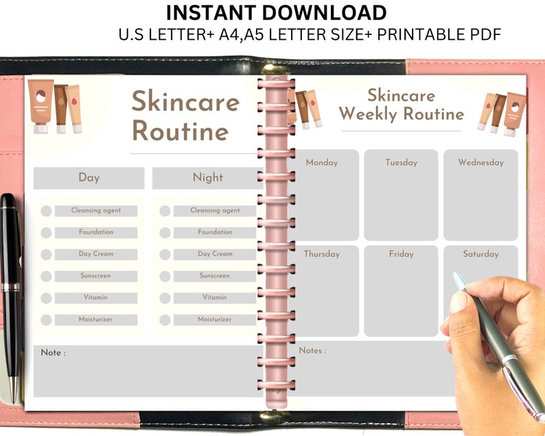 Aesthetic Cosmetics, Skincare Routine Planner, Night Routine Skin Care ...