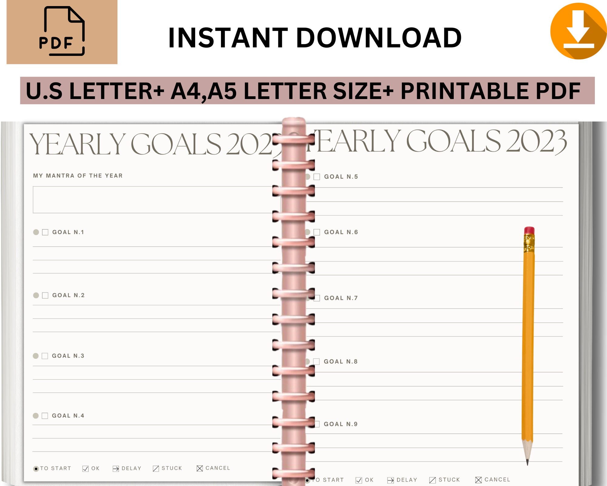 Yearly Goals Planner, Goal Setting, Goal Planning, Productivity Planner ...