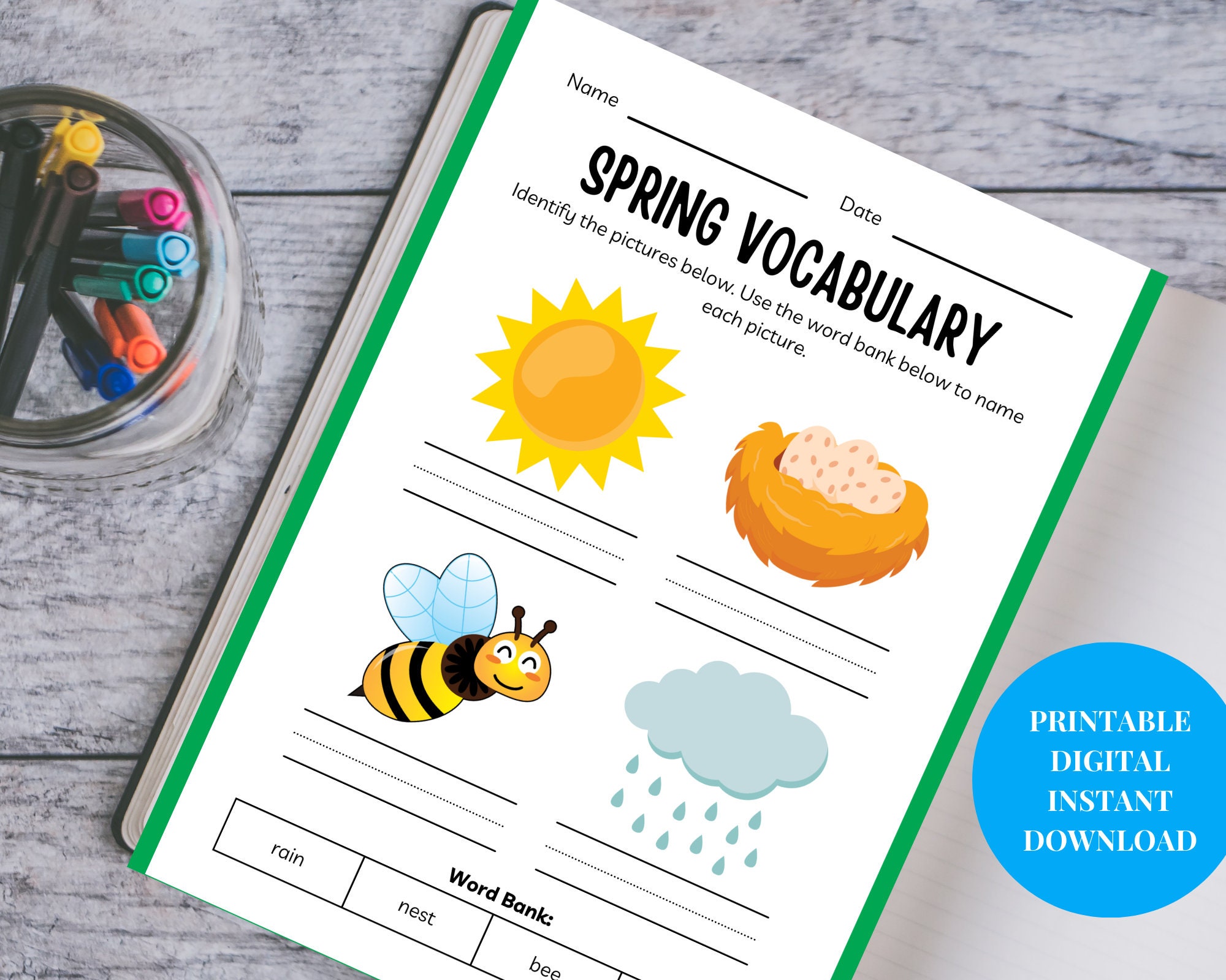 Fun and Colorful Spring Kindergarten Workbook for Kids Worksheet - Etsy