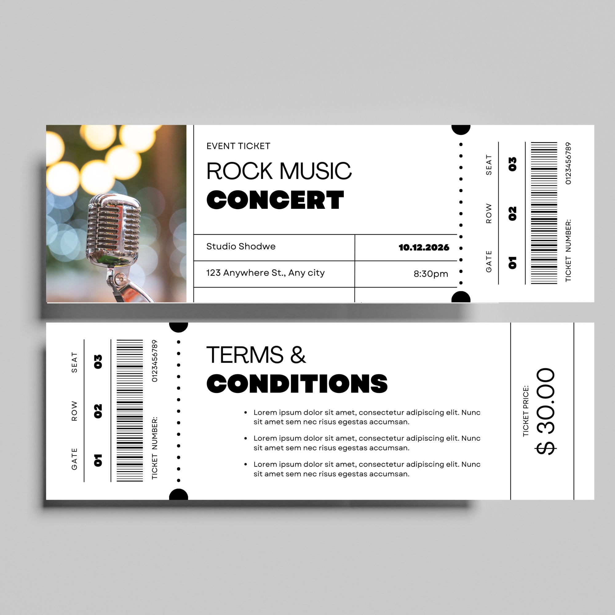 Music Concert Tickets Template, Personalized Tickets, Fully Editable ...