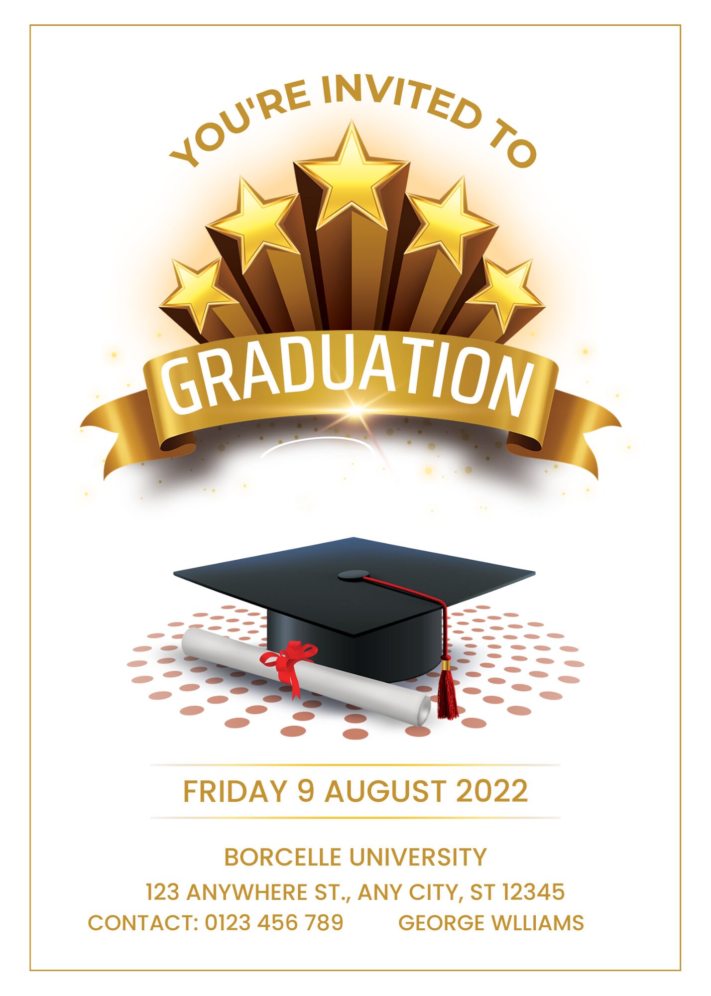 White and Golden Graduation Invitation Templates, Personalized ...