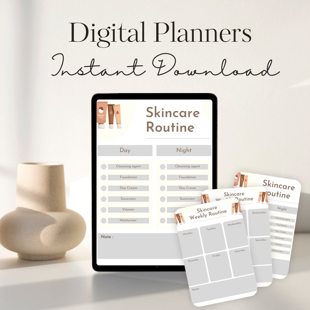 Aesthetic Cosmetics, Skincare Routine Planner, Night Routine Skin Care ...