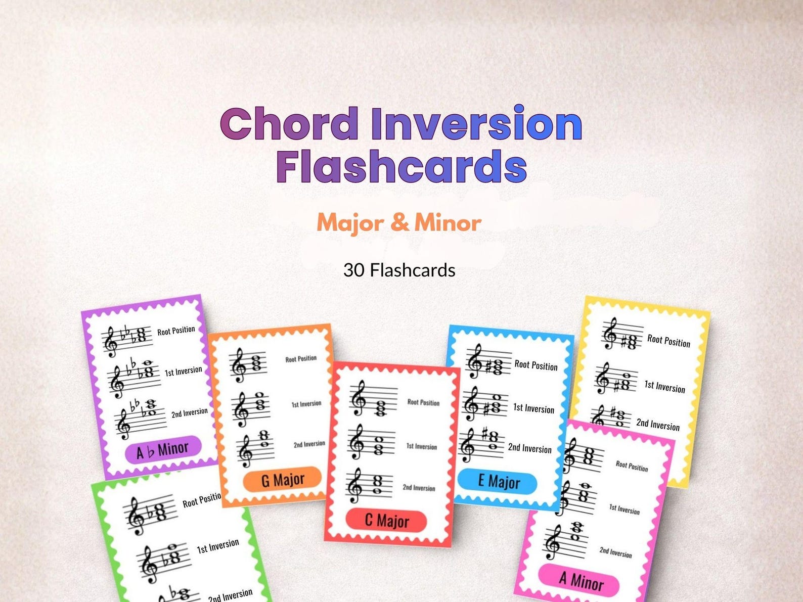 Chord Inversions Printable Flashcards, Piano Student, Piano Education ...
